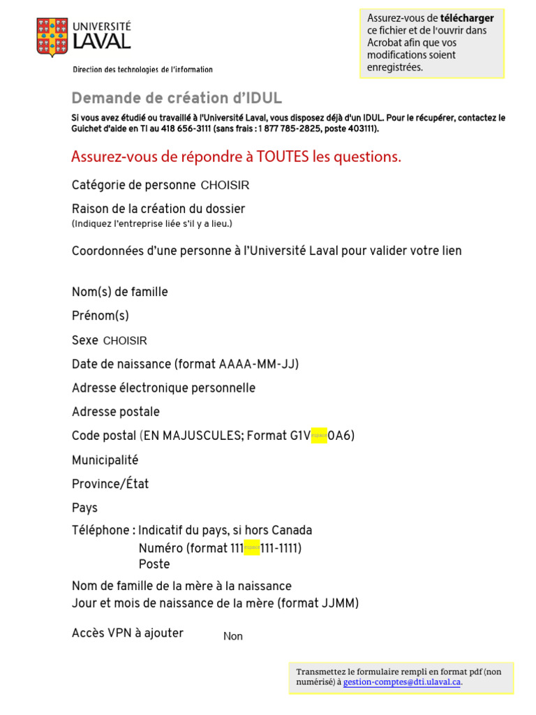 Demande Creation I Dul | PDF