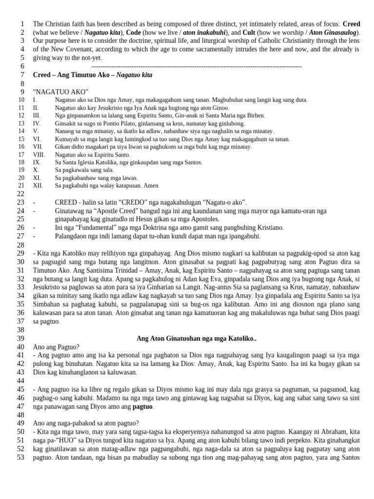 Creed and Code of Catholic Faith | PDF | Christian Belief And Doctrine ...