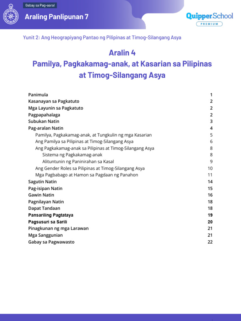 AP 7 Q1 0204 SG Pamilya, Pagkakamag-Anak, at Kasarian Sa Pilipinas at ...