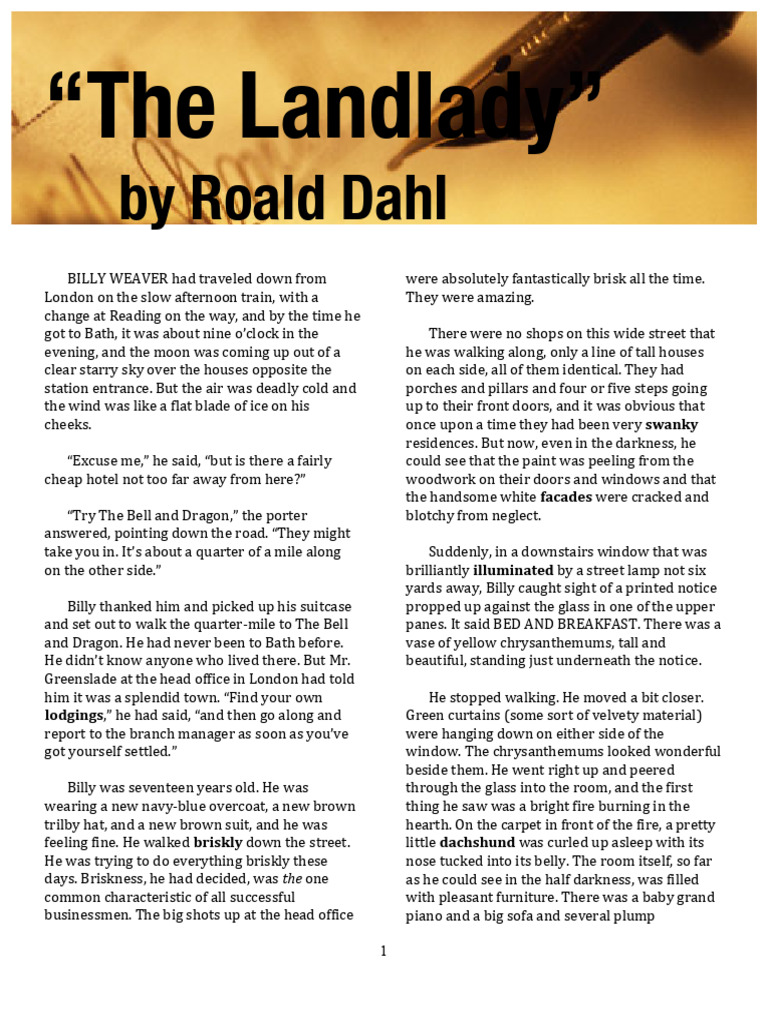 The Landlady Full Text | PDF