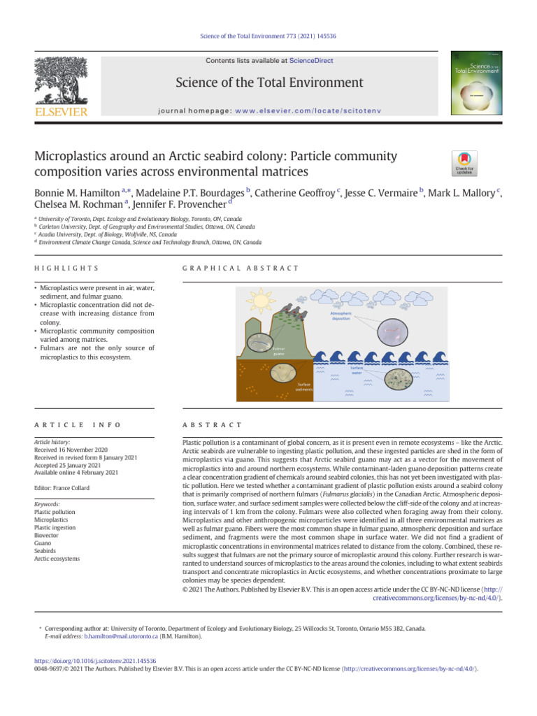 Microplastics Around An Arctic Seabird Colony Particle Community | PDF