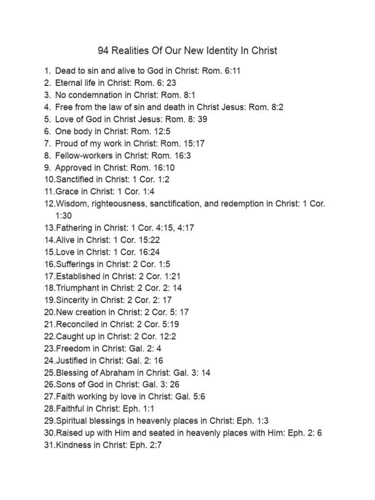 94 Realities of Our New Identity in Christ | PDF