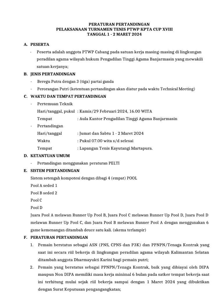 PERATURAN PERTANDINGAN KPTA 24 Ok | PDF