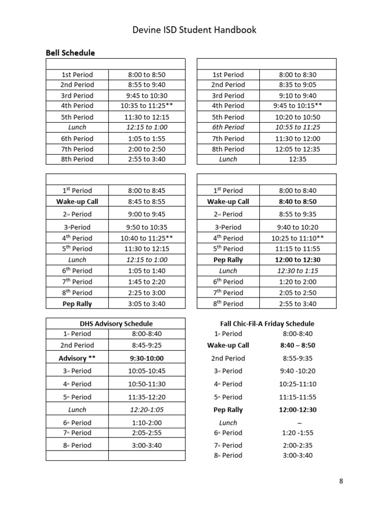 DHS Bell Schedules | PDF