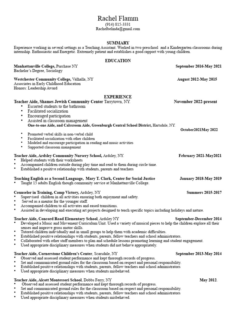 Flamm, Rachel Resume | PDF