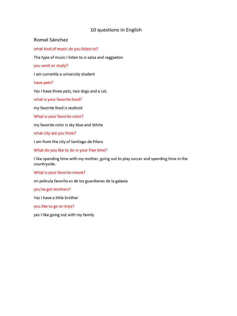 10 Questions in English | PDF