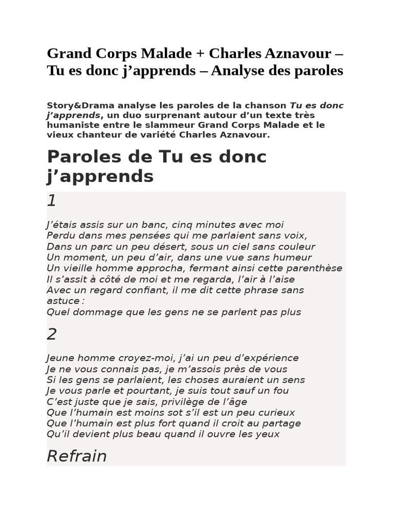 Grand Corp Malade Toi Mon Semblable | PDF