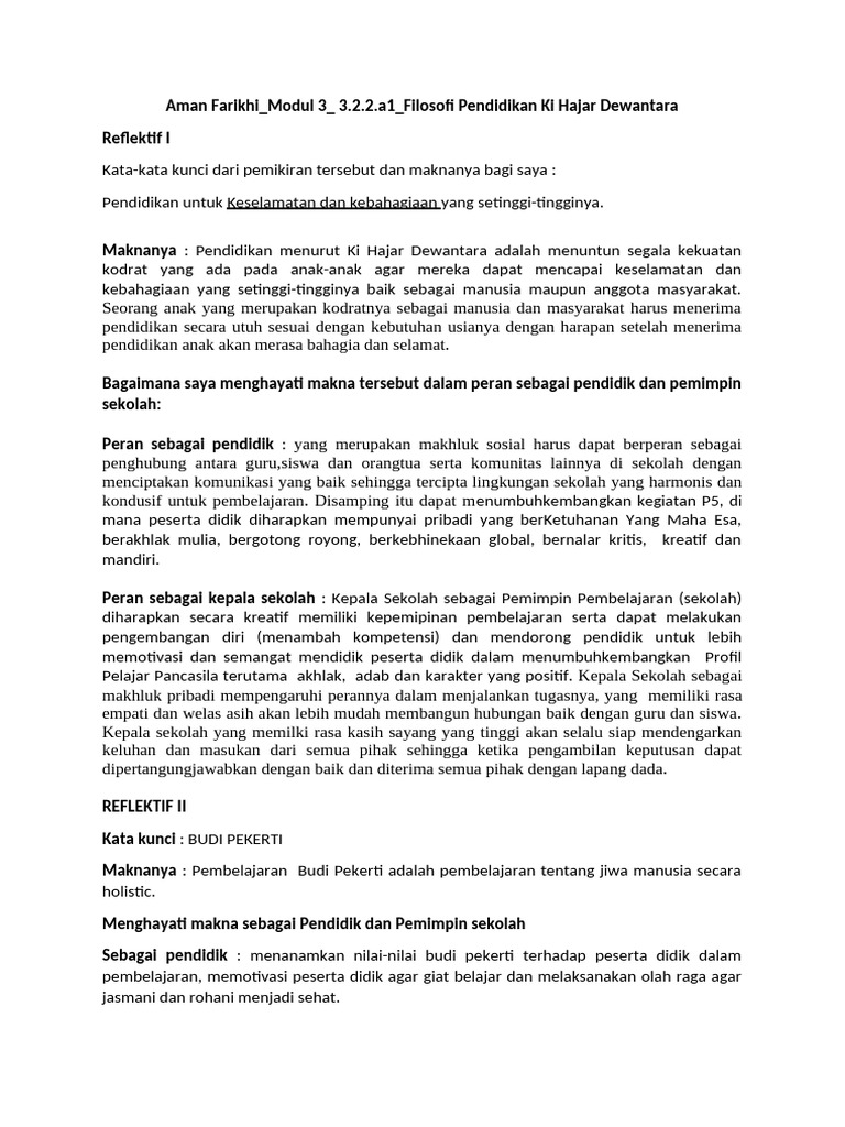 Aman Farikhi - Modul 3 - Filosofi Pendidikan Ki Hajar Dewantara | PDF
