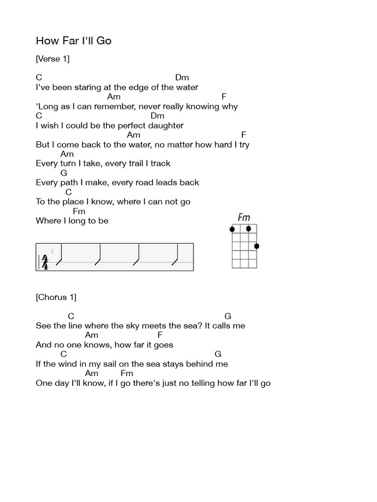 How Far I'll Go-Ukulele Chord | PDF