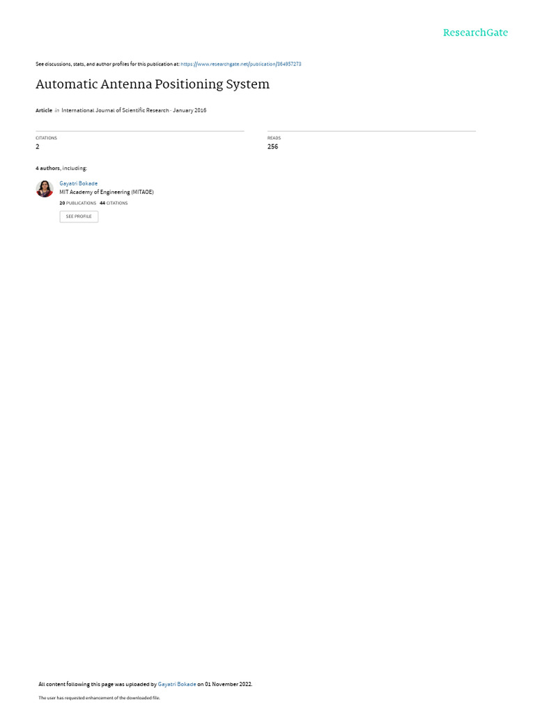 Automatic Antenna Positioning System | PDF