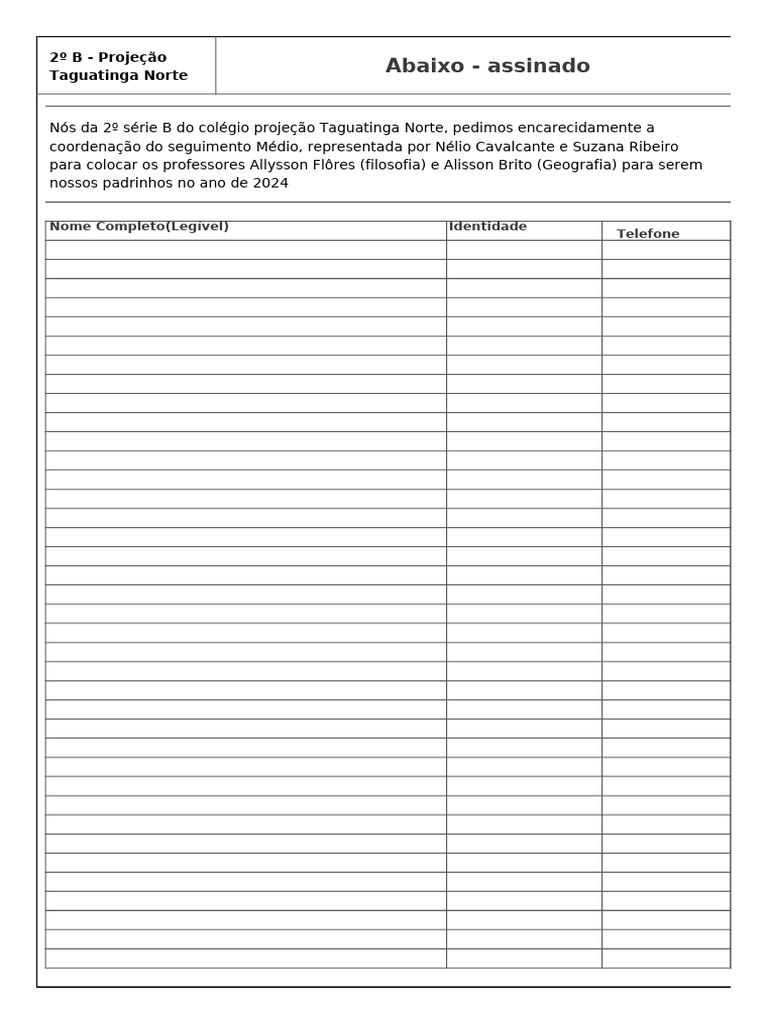 Modelo de Abaixo Assinado | PDF