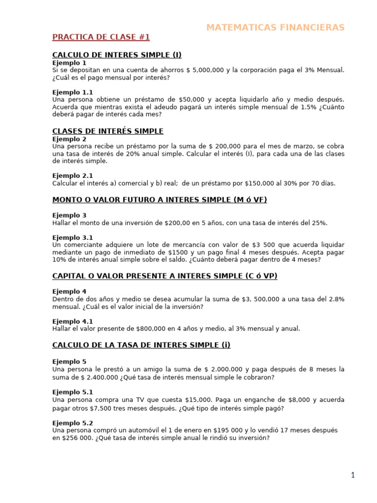Pract Clase1 Is | PDF | Interés | Negocios