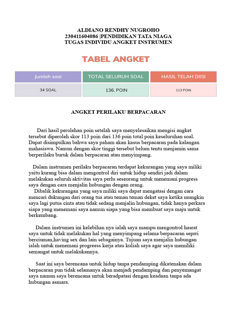 Angket Instrumen | PDF