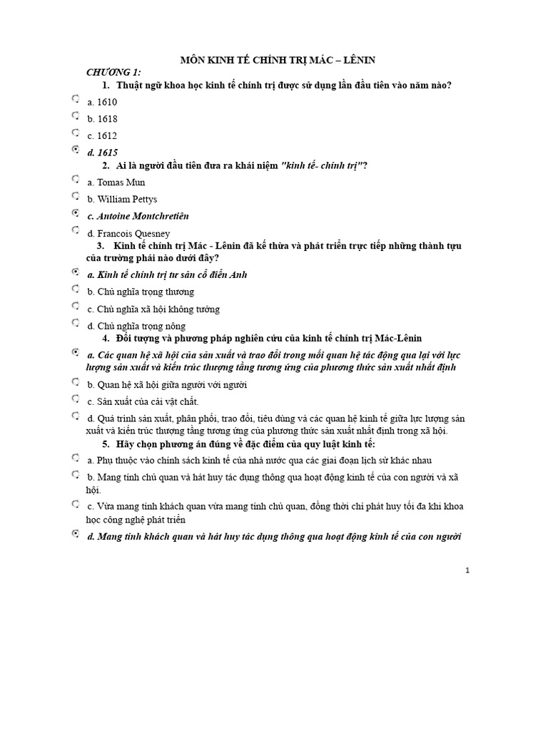 cau-hoi-trac-nghiem-cac-chuong-kinh-te-chinh-tri-mac-lenin-truong-dai-76206 | PDF