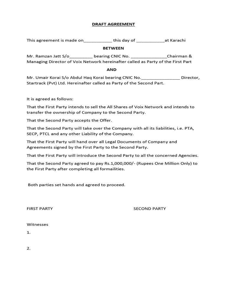 DRAFT AGREEMENT | PDF