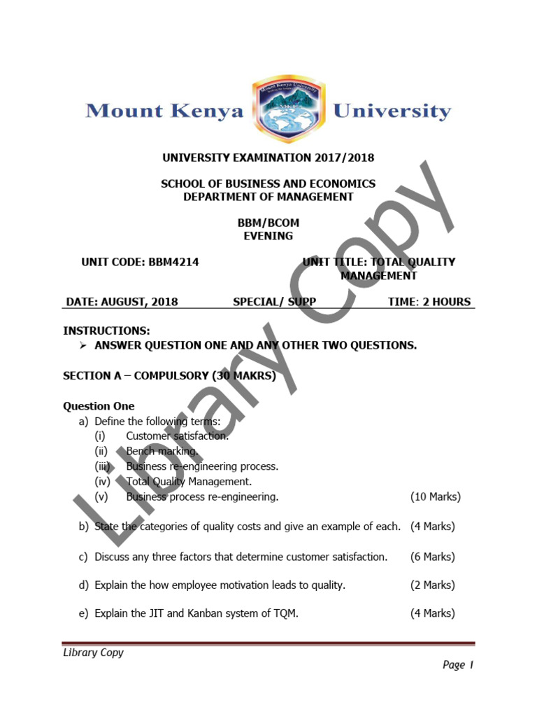 Total Quality Management Even Supp | PDF