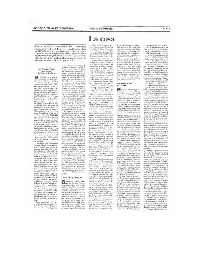 Georges Perec La Cosa | PDF