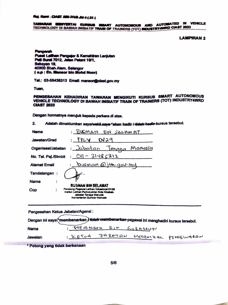 Pengesahan Kehadiran | PDF