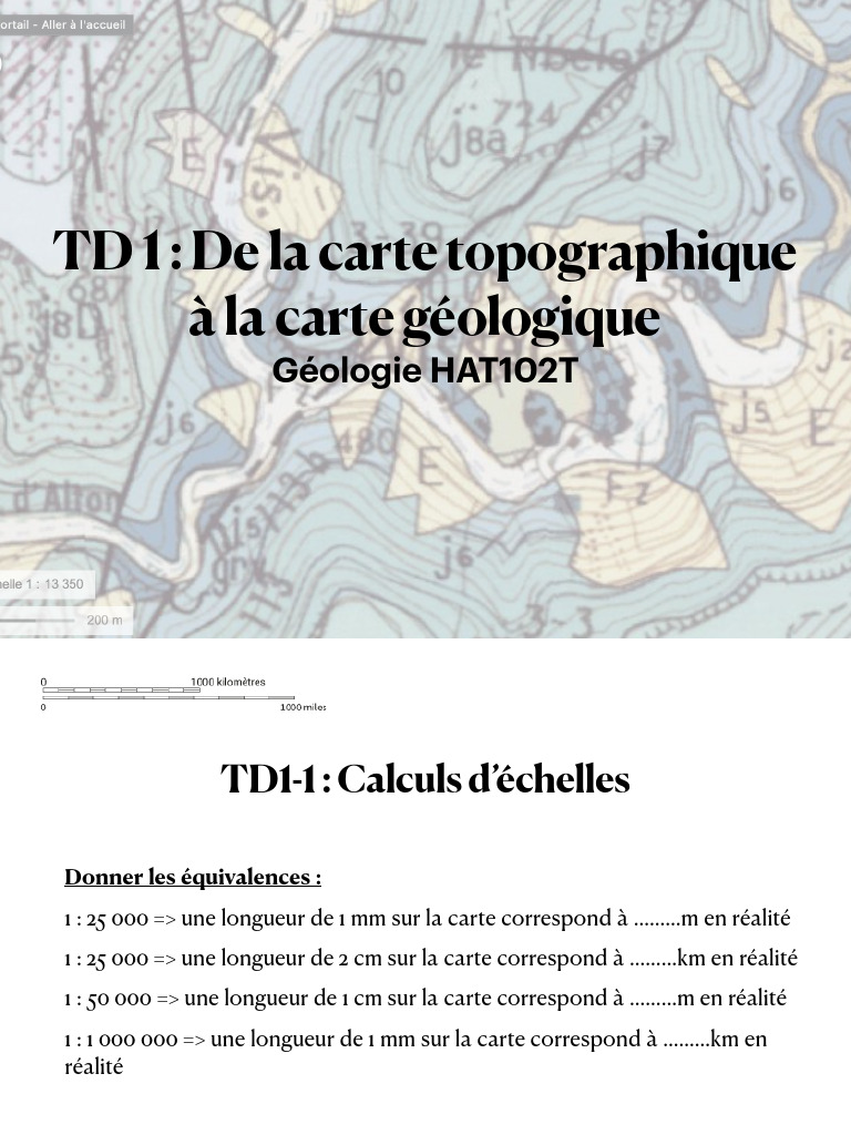 TD1: de La Carte Topographique À La Carte Géologique: Géologie HAT102T ...