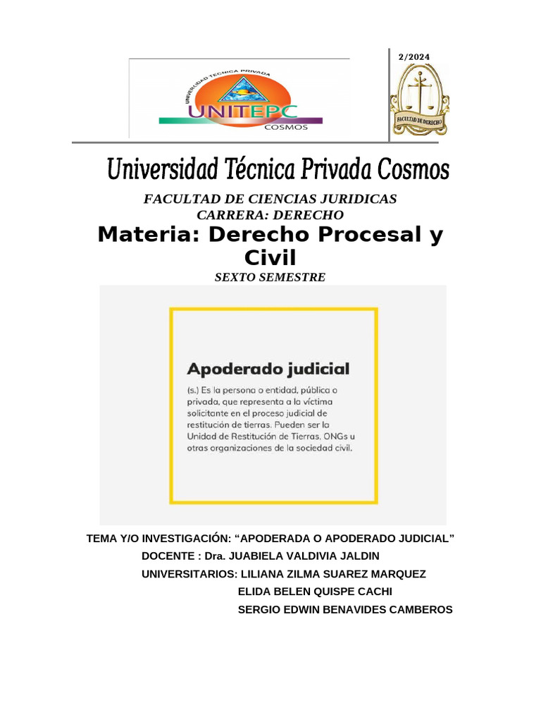 Apoderada o Apoderado Judicial | PDF | Ley común | Derecho