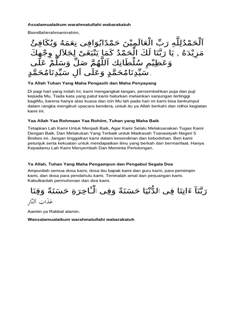 Doa Upacara Hari Senin | PDF