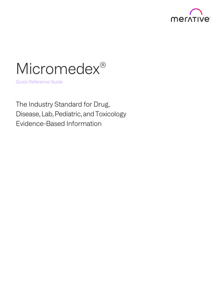 Micromedex Quick Reference Guide | PDF