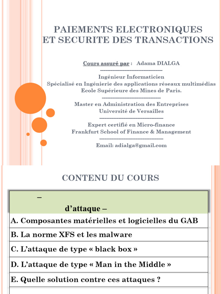 Paiements Électroniques - CH IV - Distributeurs Automatiques de Billets - Malwares Et Autres ...