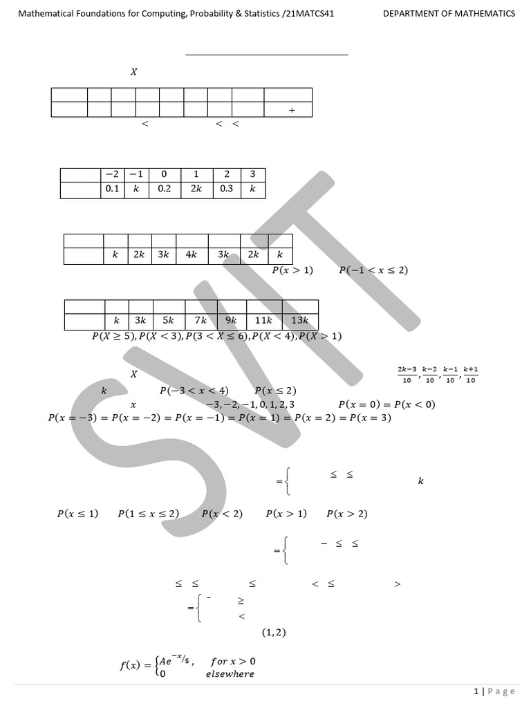 Module 1 - Probability Distribution Question Bank | PDF