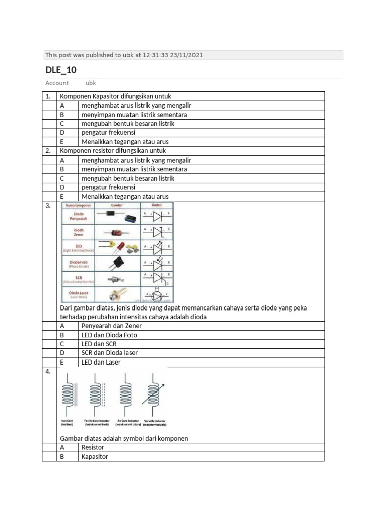 Soal Dasar Kelistrikan dan Elektro | PDF