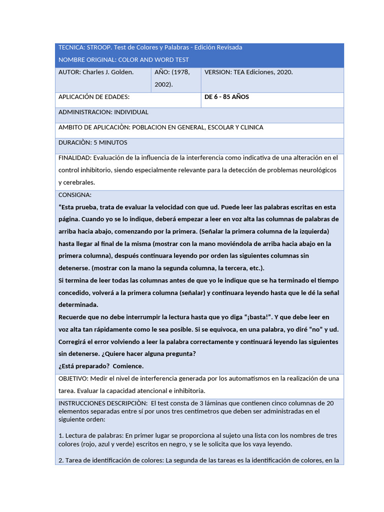 STROOP Consigna | PDF