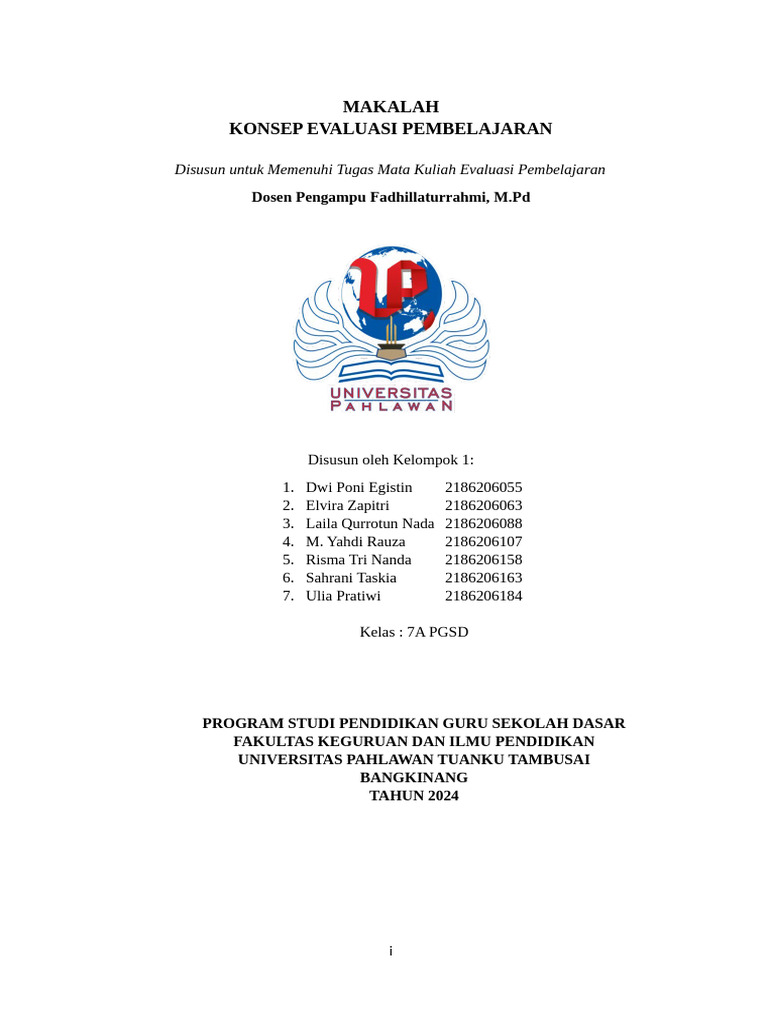 Makalah Konsep Evaluasi Pembelajaran Kel 1 | PDF
