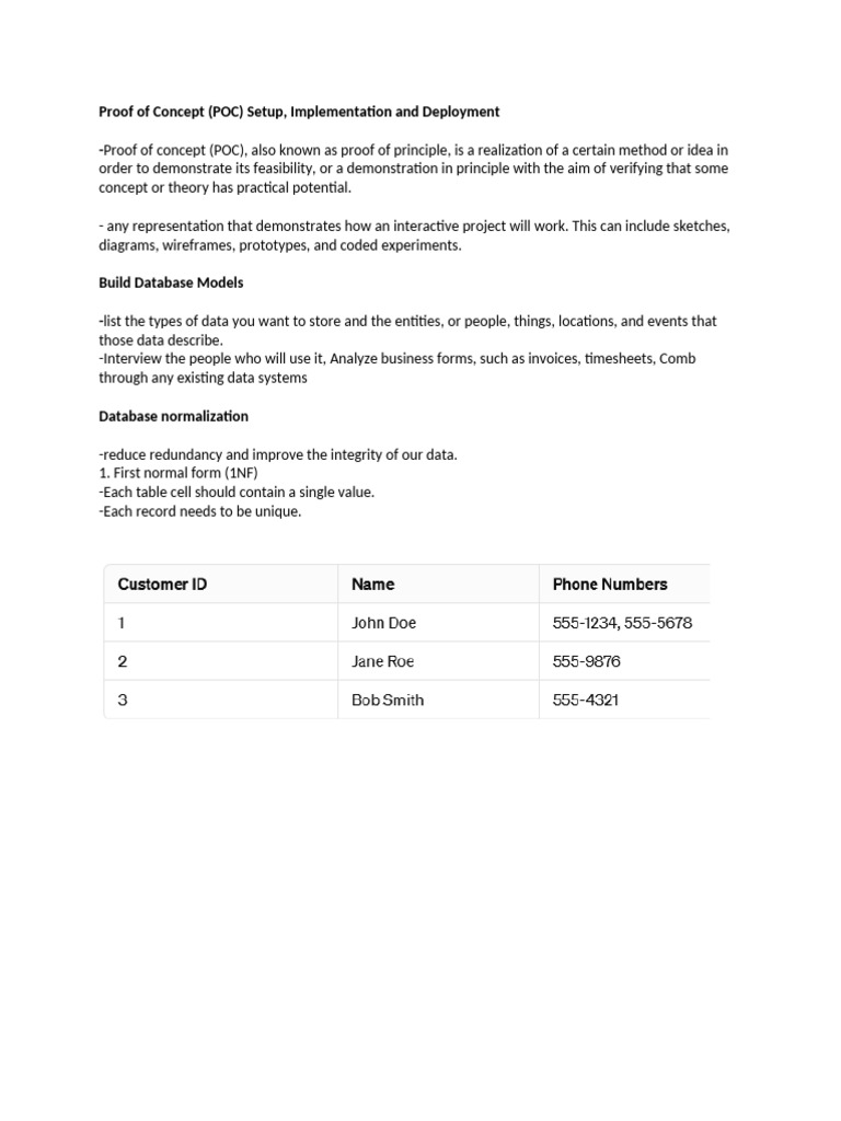 Proof of Concept (POC) Setup, Implementation and Deployment | PDF