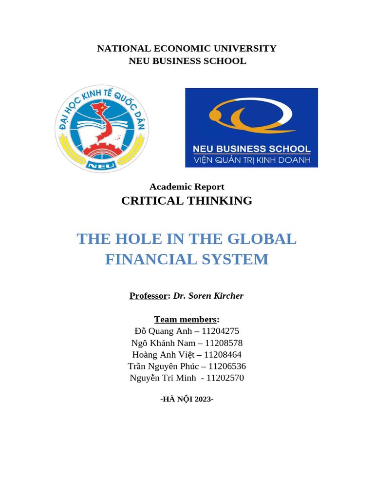 Critical Thinking Group 6 Final Report | PDF