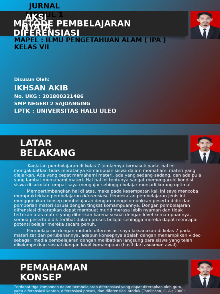 Jurnal Pembelajaran Modul 1 - Metode Pembelajaran Berdiferensiasi Ikhsan Akib | PDF