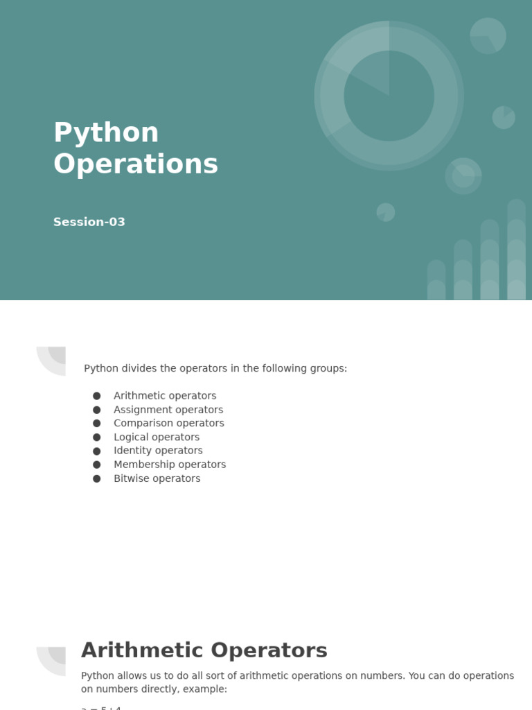 Session 3 _ Operators _ Operands_ Types, Examples, Usage_ | PDF