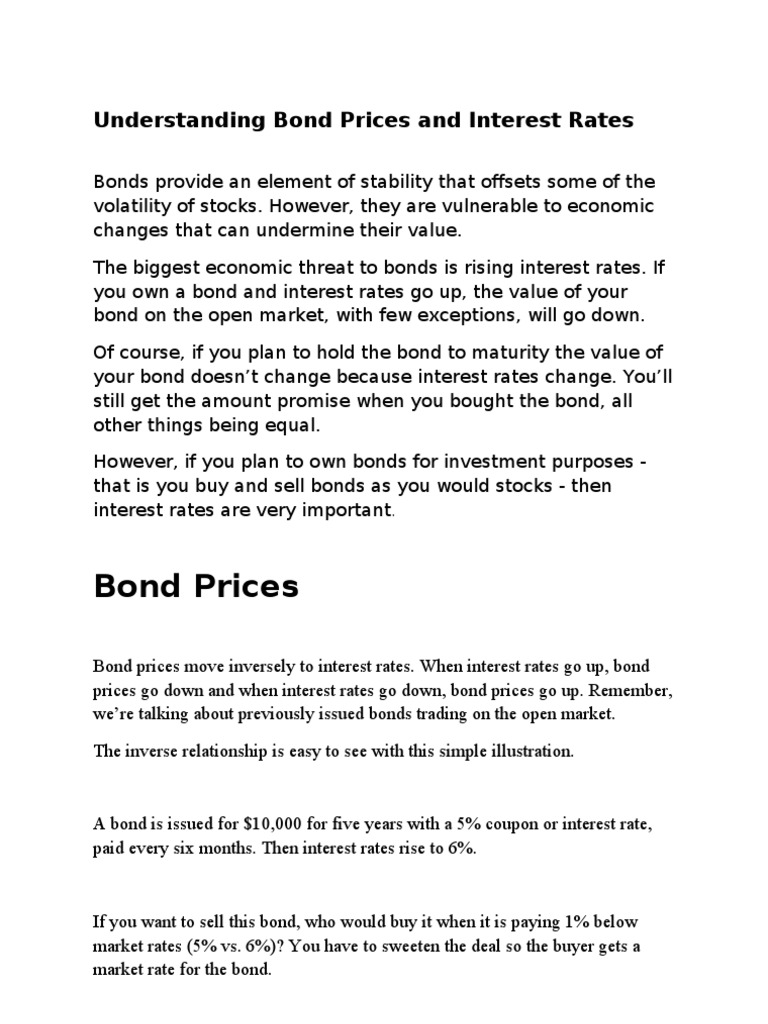 Understanding Bond Prices And Interest Bonds Finance Interest
