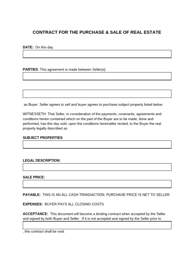 Simple PSA Contract Template | PDF