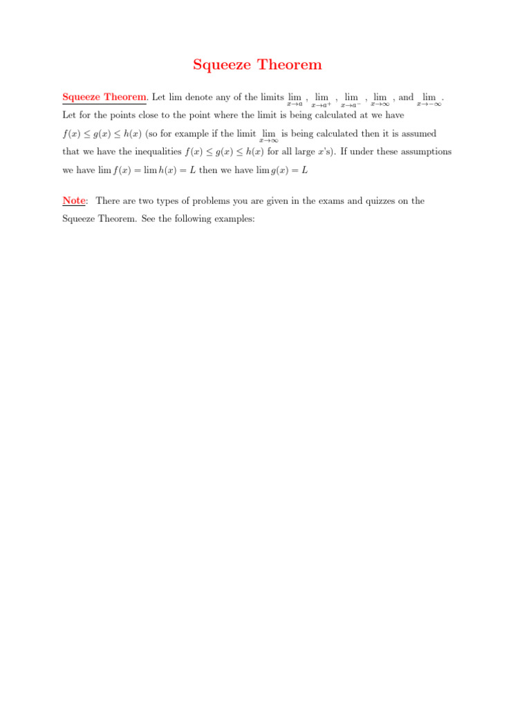 Squeeze Theorem | PDF