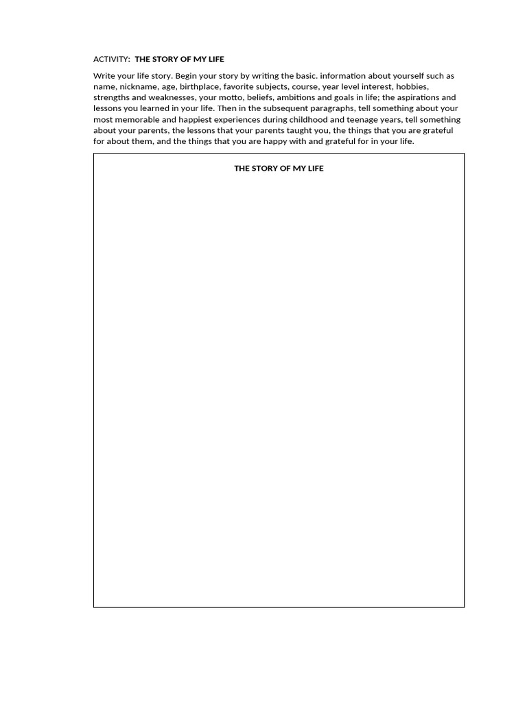 Activity The Story of My Life | PDF