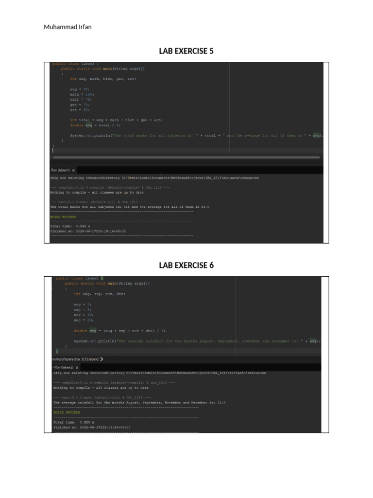 Lab Exercises 1.0 | PDF