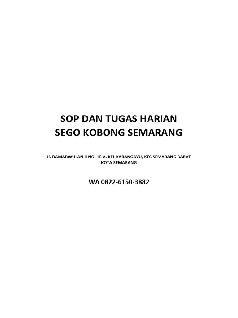 Sop Sego Kobong Semarang 2024 | PDF