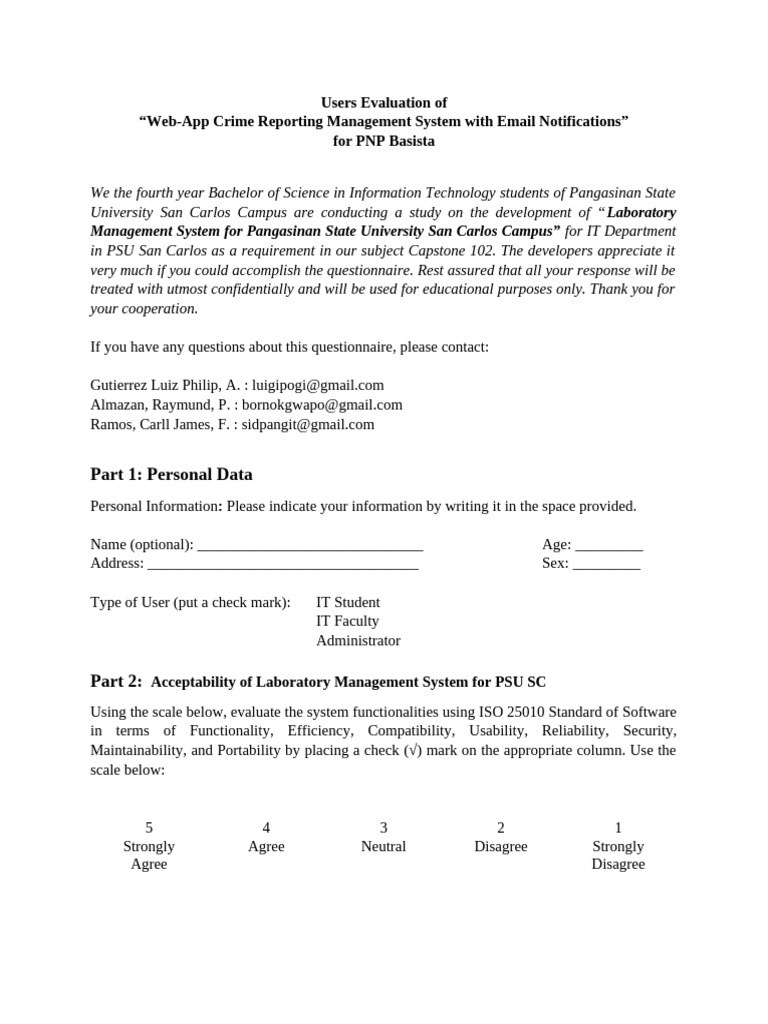 Questionnaire Copy 3 | PDF