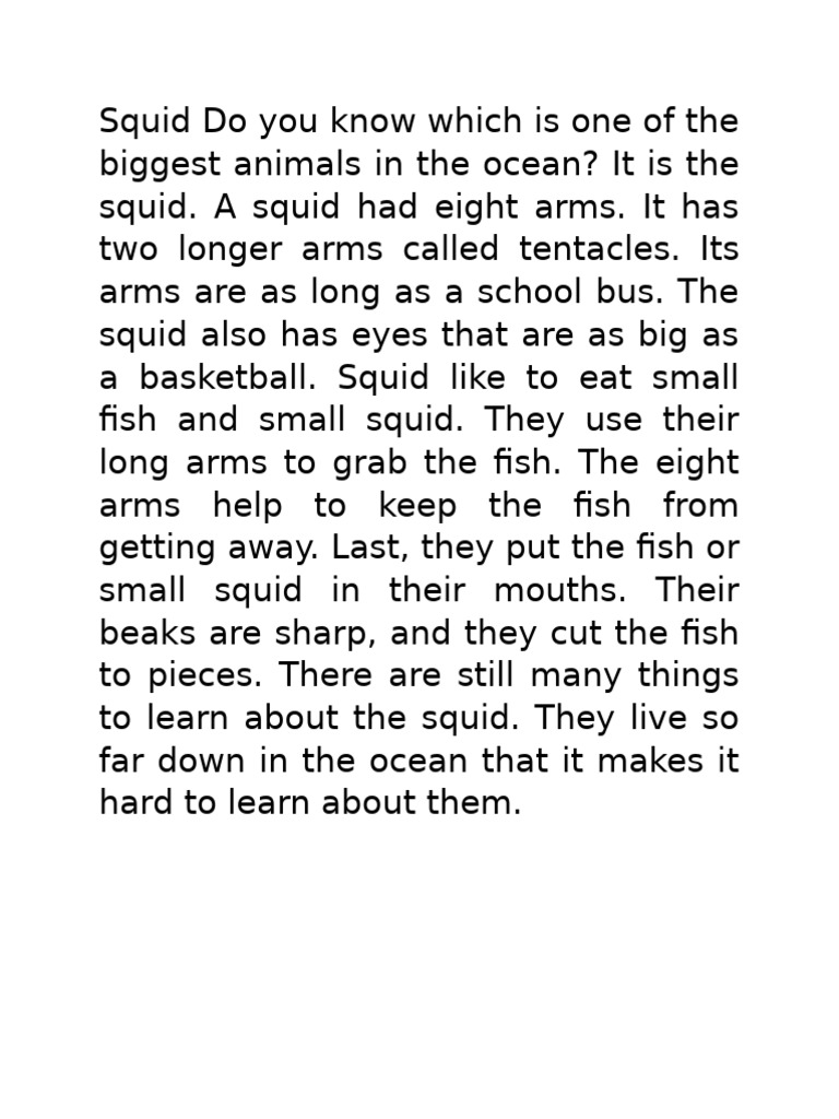 Squid Do You Know Which Is One of The Biggest Animals in The Ocean | PDF