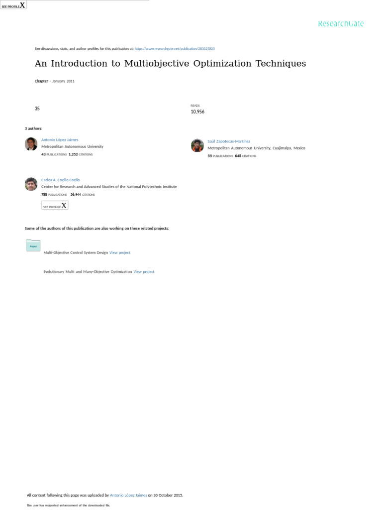 An Introduction To Multiobjective Optimization Techniques | PDF
