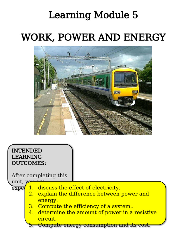 EE 200 Learning Module 5 Work, Power, and Energy | PDF