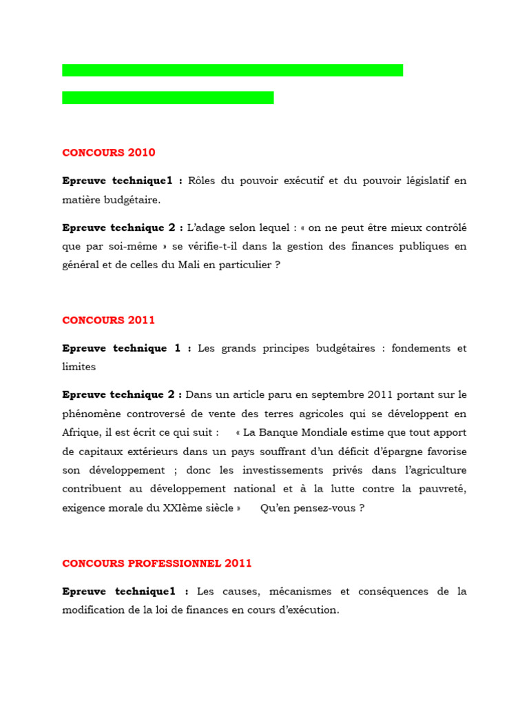 Sujets ENA CONCOURS-1 | PDF