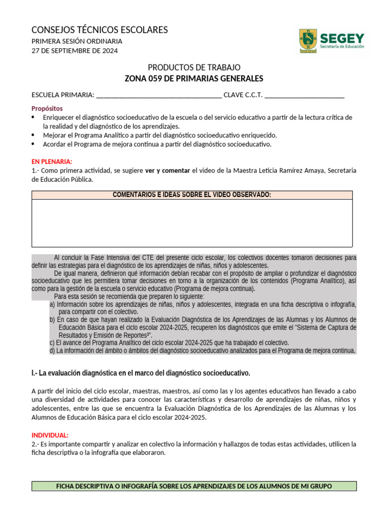 Productos Cte Primera Sesion Septiembre 2024 - Zona 059 | PDF