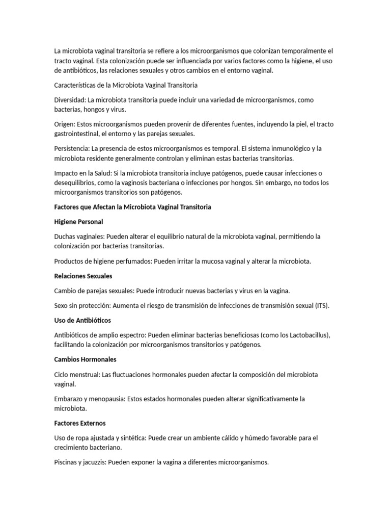 Microbiota Vaginal Transitoria: Impacto y Factores | PDF | Vagina ...