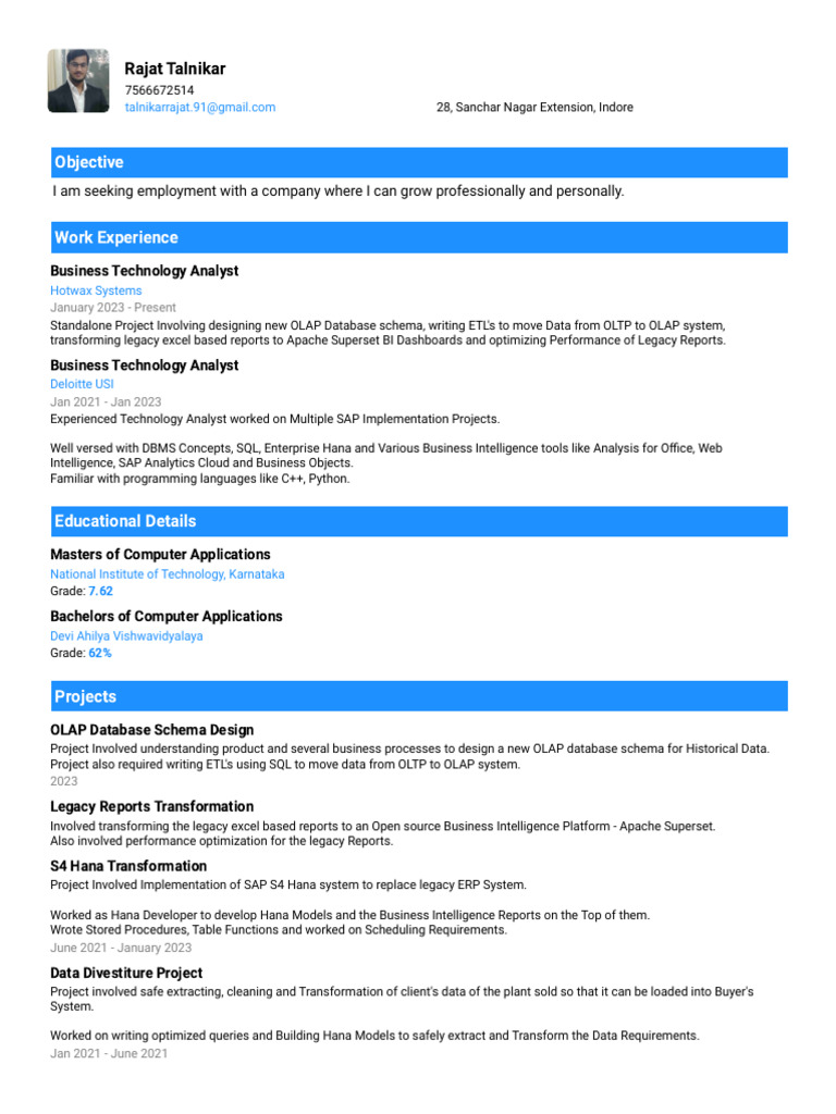 Rajat's Resume | PDF