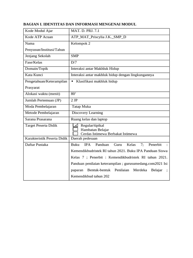MODUL AJAR Interaksi Makhluk Hidup | PDF